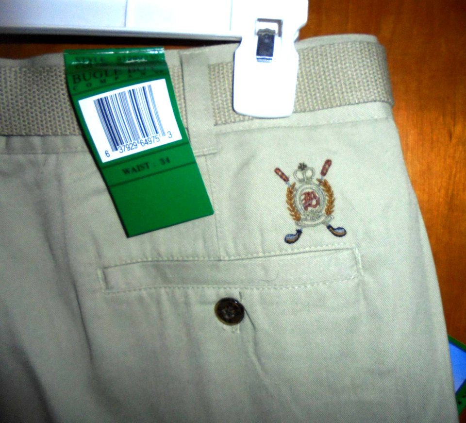 Vintage New with tag Bugle Boy Pleated Shorts 34 Beige Khaki Chino ...