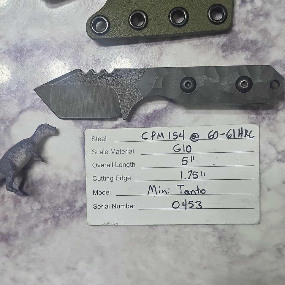 Tactical Pterodactyl Knives Mini Tanto Fixed Blade CPM 154 Gray G10 ...