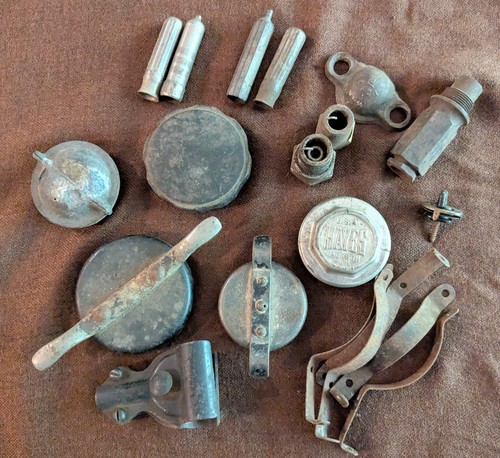 VTG Lot 20 Car Parts Air Fill Stems, Radiator Caps, Model T Hubcap ...