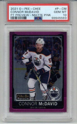 2021 O-PEE-CHEE PLATINUM PREVIEW MATTE PINK CONNOR MCDAVID OILERS PSA ...