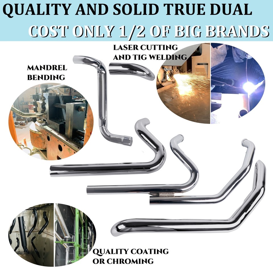 2009-2016 Harley Touring True Dual Exhaust SHARKROAD Rumble Head Pipes ...