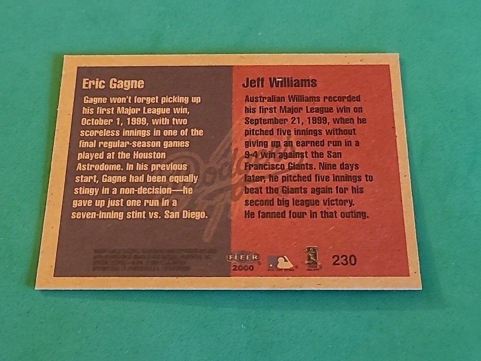 2000 Eric Gagne - Jeff Williams ROOKIE RC Fleer Tradition #230 | eBay