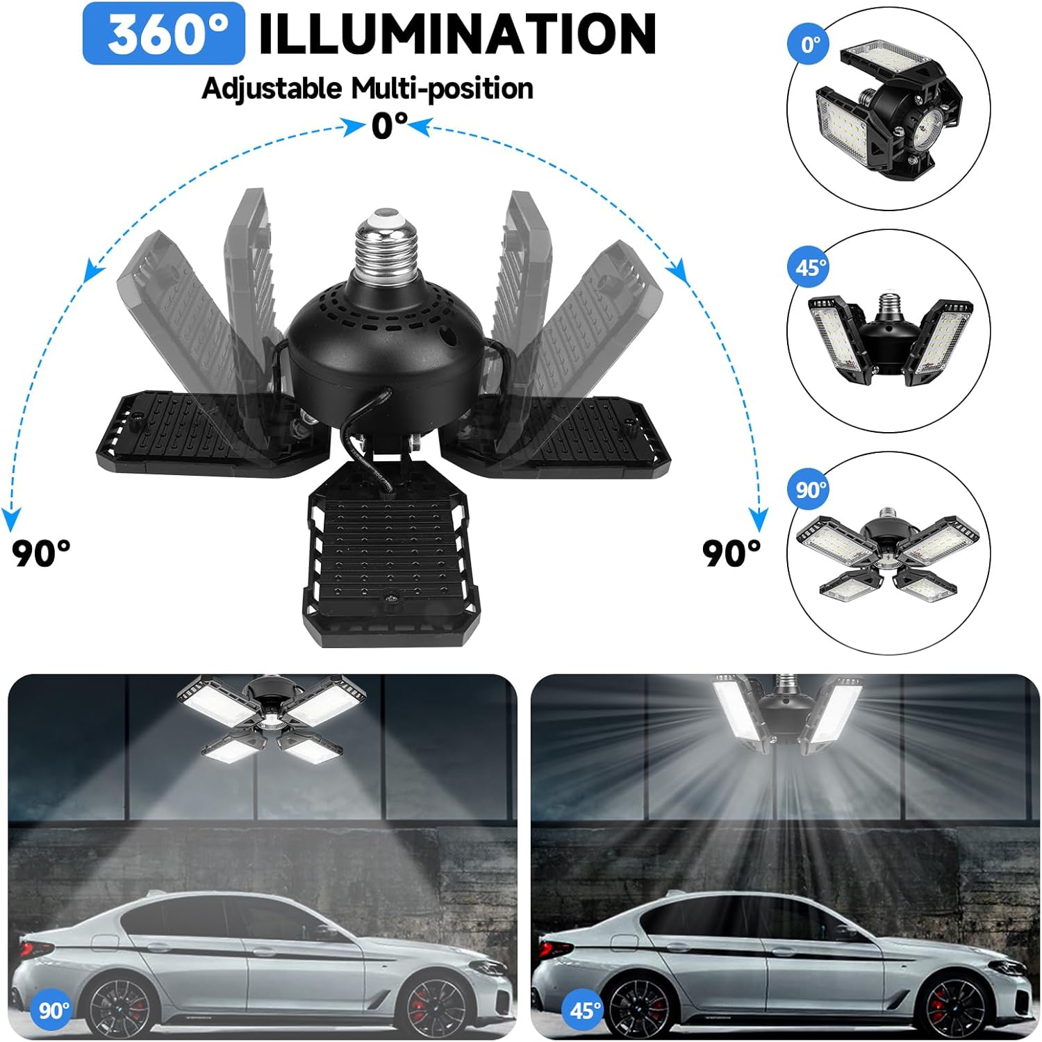 LED Garage Lights Bulb 2 Pack -120W, 12000LM 6500K Led Shop Light with ...