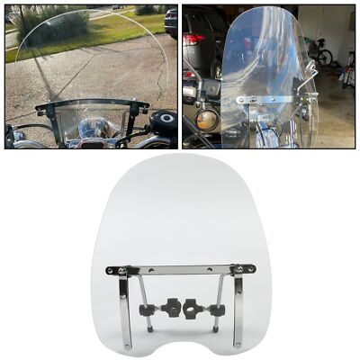 19"x17" Clear Universal Motorcycle Windshield Fit 7/8'' 1'' 1.25 ...