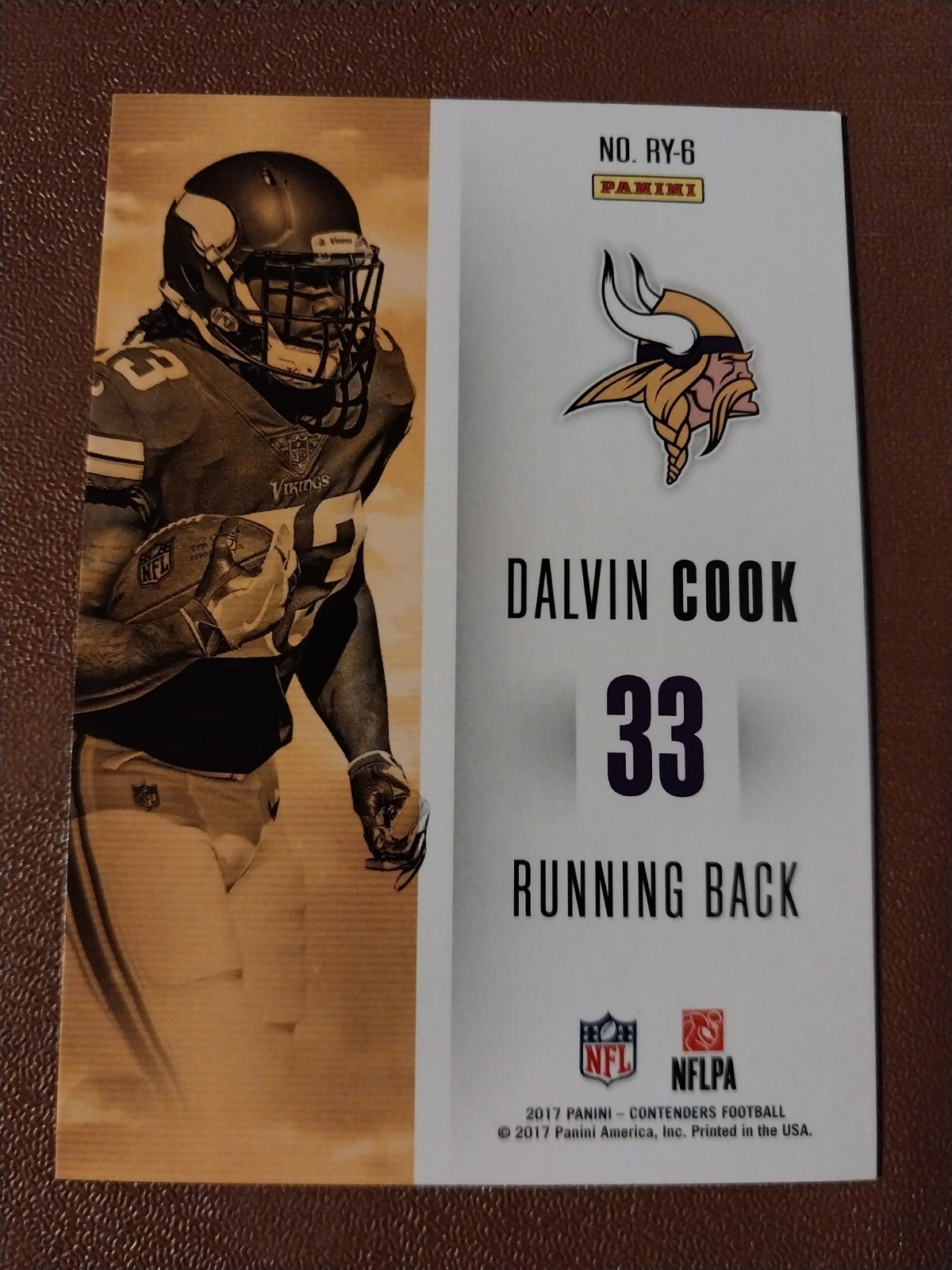 2017 DALVIN COOK PANINI CONTENDERS ROOKIE OF THE YEAR CARD RC #RY-6 ...