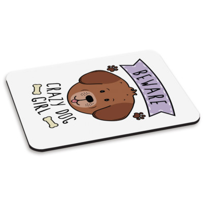 Vorsicht Crazy Hund Mädchen PC Computer Mauspad - Lustig Hündchen Tier ...