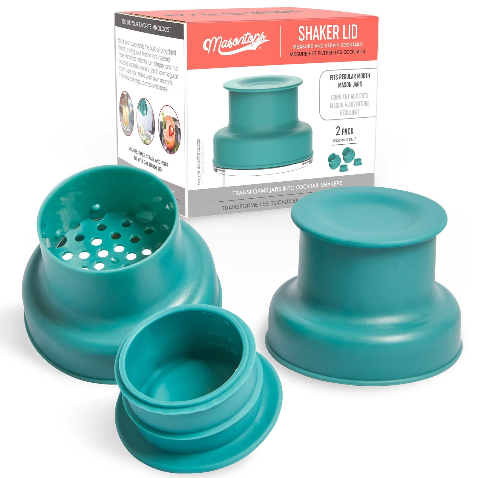Masontops Cocktail Shaker Lids–Compatible with any Regular Mouth Mason ...