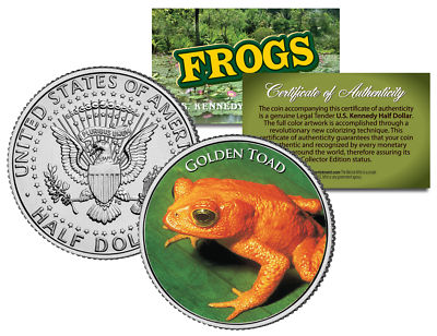 GOLDEN TOAD *Collectible Frogs* JFK Kennedy Half Dollar US Colorized ...
