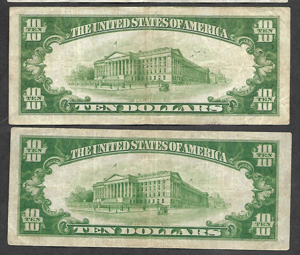2 - 1934 1934A Chicago, IL $10 Federal Reserve Note Bills Ten Dollar ...