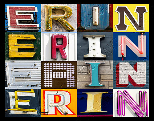ERIN Name Poster featuring photos of actual sign letters | eBay