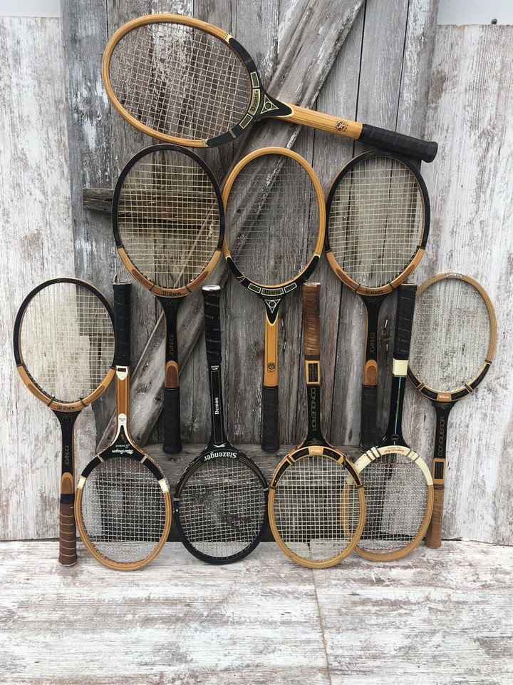 Wood Tennis Racket Bulk Lot Wilson Spalding Clean Strings Intact ...