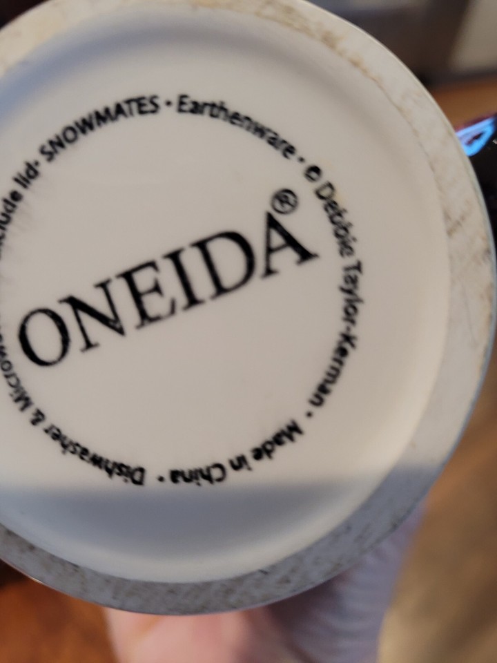 ONEIDA SNOWMAN SNOWMATES LATTE Hot Cocoa Chocolate Cup MUG With LID ...