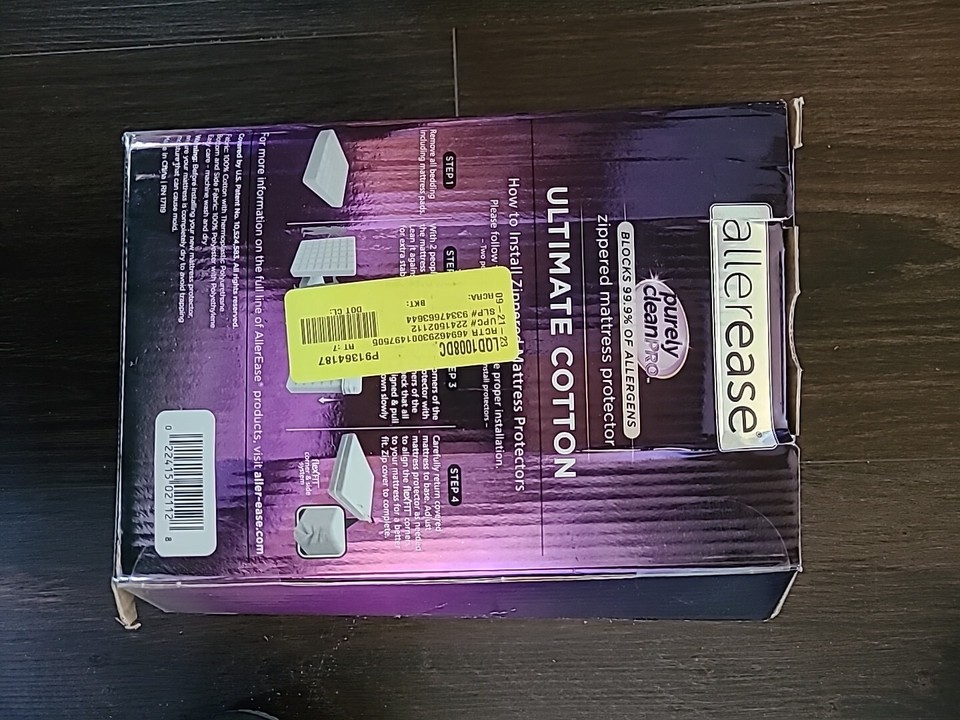 Allerease Zippered Mattress Protector FULL Ultimate Cotton Comfort Allergy | eBay