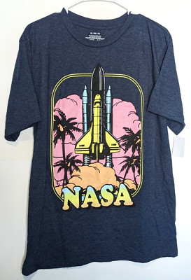 NASA Space Shuttle Youth Crew Neck T-shirt Blue Heather XL Palm Trees ...