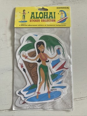 Vtg ALOHA 4 Sticker Collection Set NEW 2002 Hawaiian Theme SHAG style ...