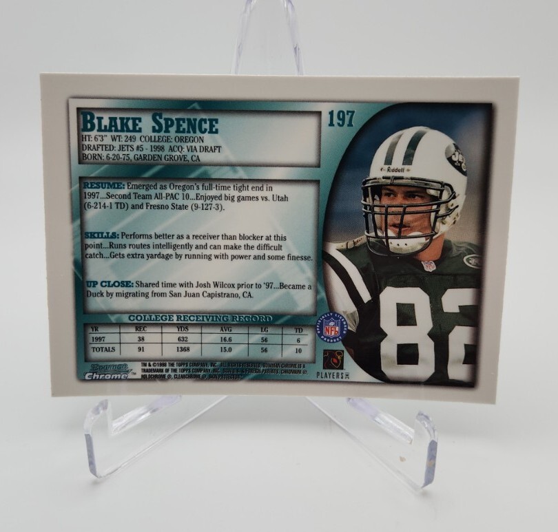 Blake Spence - Topps - Bowman Chrome - 1998 - New York Jets - RC - #197 ...