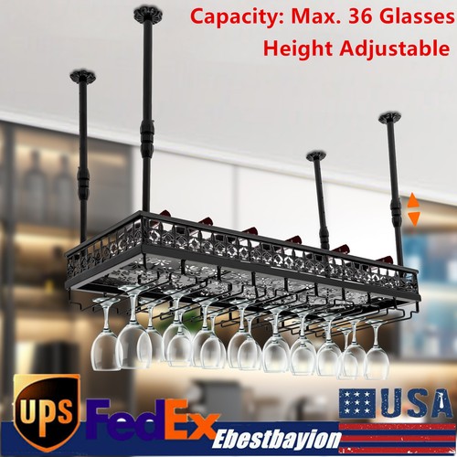 Wine Rack Cafe Bars Ceiling Hanging Wine Glass Bottle Holder Height ...