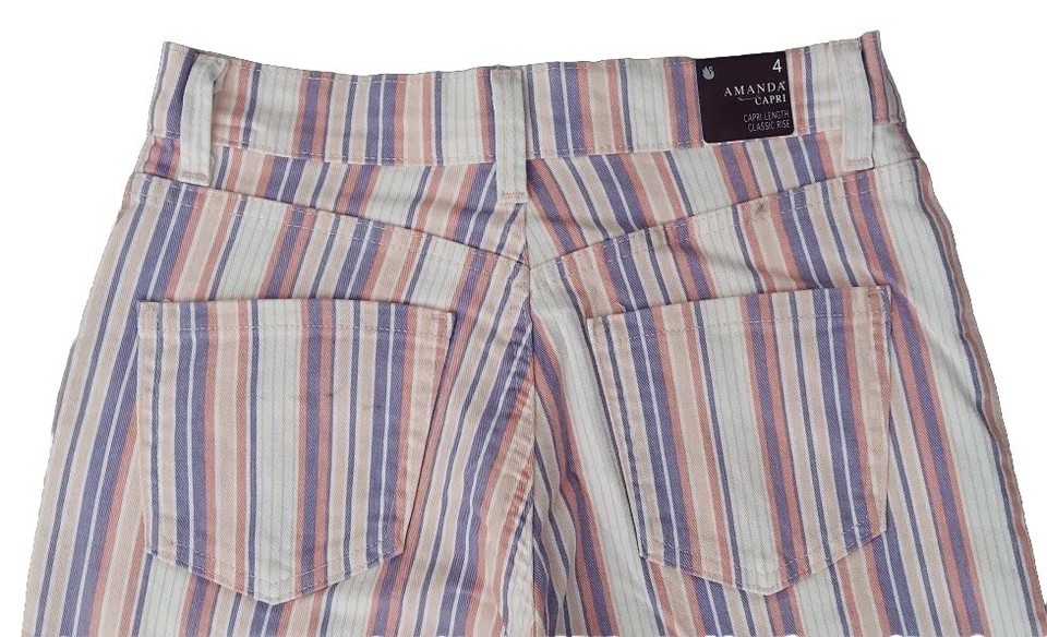 Gloria Vanderbilt Women's Bottoms Flex Stretch Amanda Striped Capri ...
