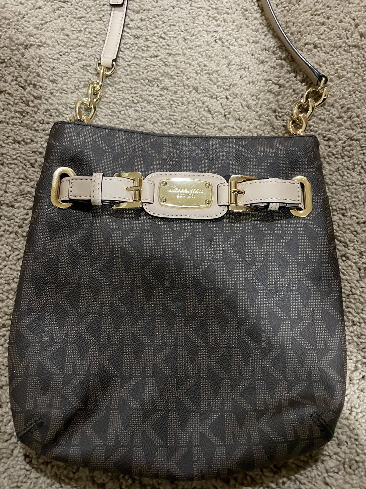 MK Michael Kors Hamilton Large Crossbody Brown PVC 35F2GHMC3B for sale ...