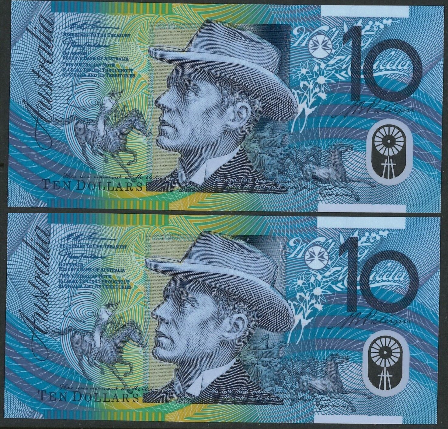 1998 Australian Identical Last $10 Pair AA98/AB98 772899s - 20thCentury ...