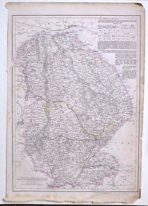 1864 LARGE ANTIQUE MAP ~ LINCOLNSHIRE SPALDING BOSTON GREAT GRIMSBY ...