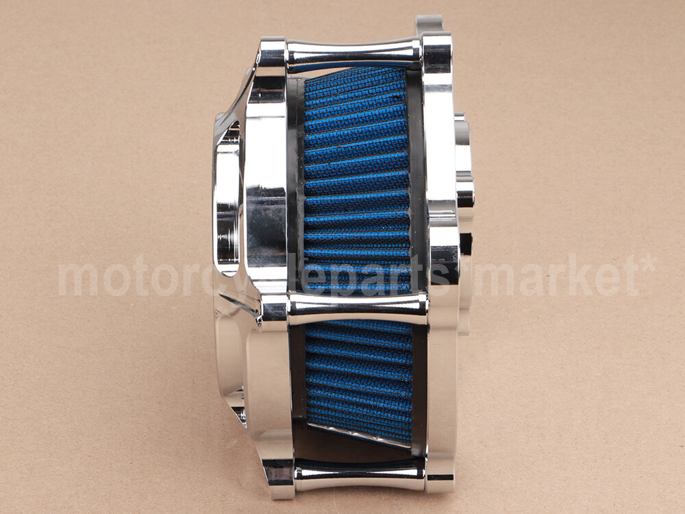 Chrome Air Cleaner Blue Intake Filter For Harley Road King Softail FLRT ...