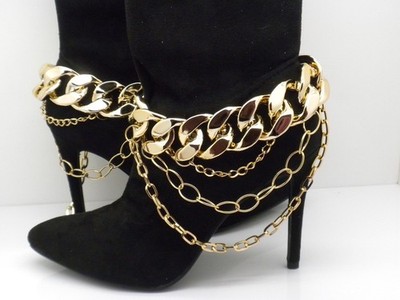 Women's Boot Chains Motorcycle Boot Straps W Under Boot Heel Chain ...