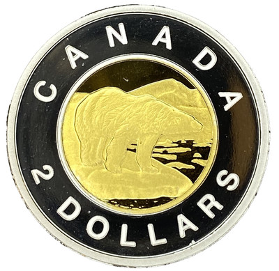 2016 CANADA TOONIE PROOF 99.99% PURE SILVER WITH GOLD PLATE TWO 2 ...