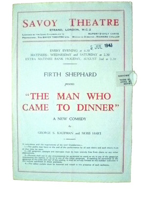 1943 Theatre Programme The Man Who Came To Dinner - Constance Lorne ...