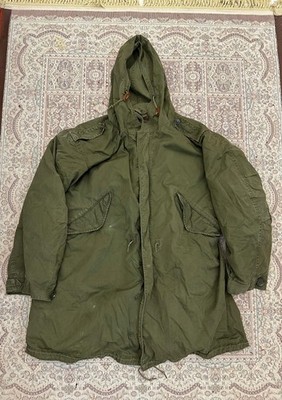 Vintage 50s M-1951 Fishtail Parka Jacket Liner Green US Army Military ...