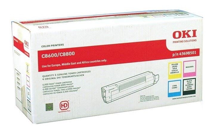 4 x Original Toner OKI C8600 C8800 / 43698501 43487712 -43487709 ...