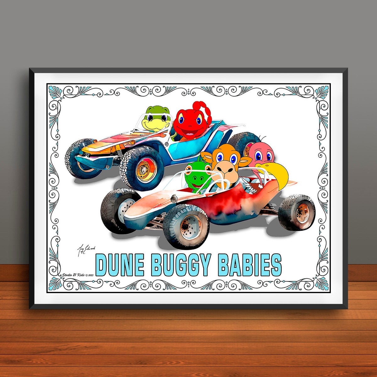 Cartoon Dune Buggy Car A Cheetah In A Dune Buggy Cartoon Style