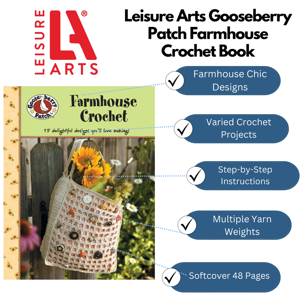 Leisure Arts Gooseberry Patch Farmhouse Crochet Book, Crochet Book ...