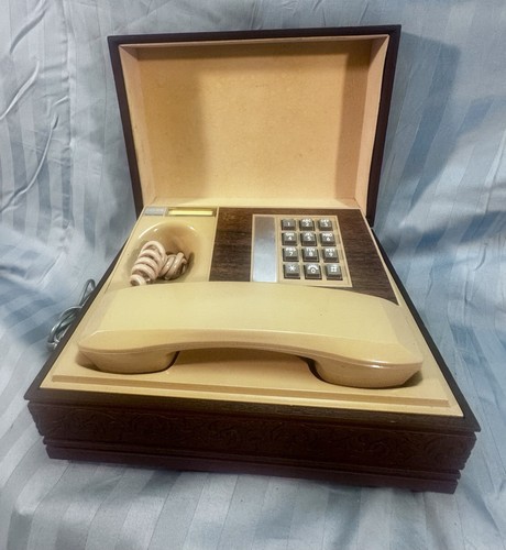 Deco-Tel Desk Phone Wood Box Push Button Executive Telephone Vintage ...