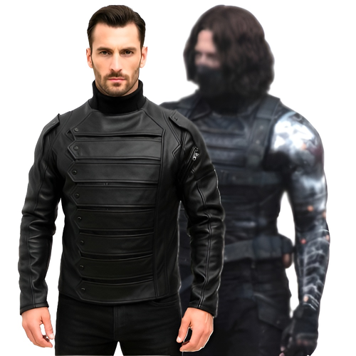 Captain America Winter Soldier Bucky Barnes Leather Jacket with ...