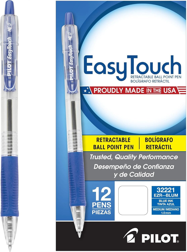 Ballpoint Pens Fine Point Blue Ink 12 Pack | Retractable Refillable ...