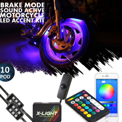 LED Motorcycle Engine Glow Lights Kit Yamaha YZF-R1 R6 FZ6 FZ1 w Brake ...