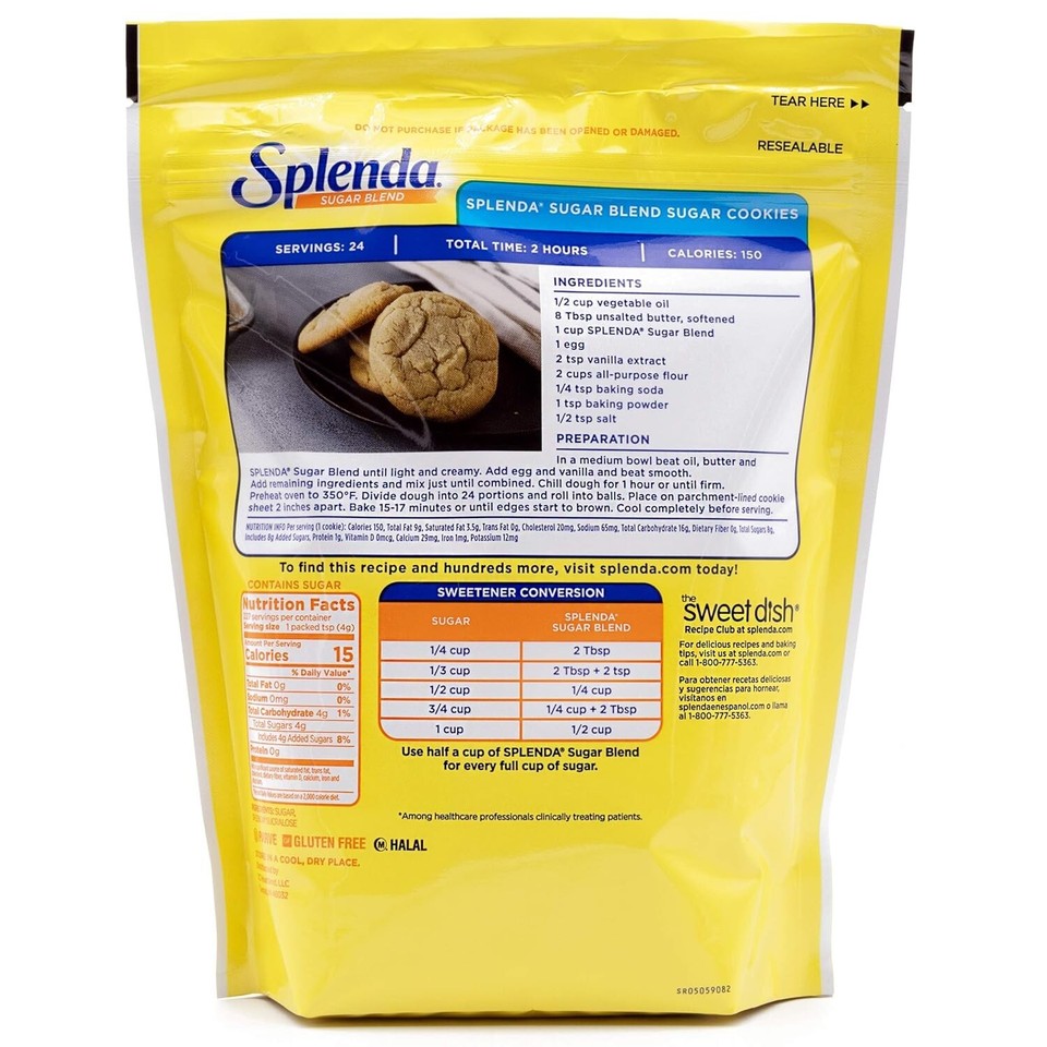 SPLENDA Low Calorie Sweetener for Baking Resealable Bag, Sugar Blend ...