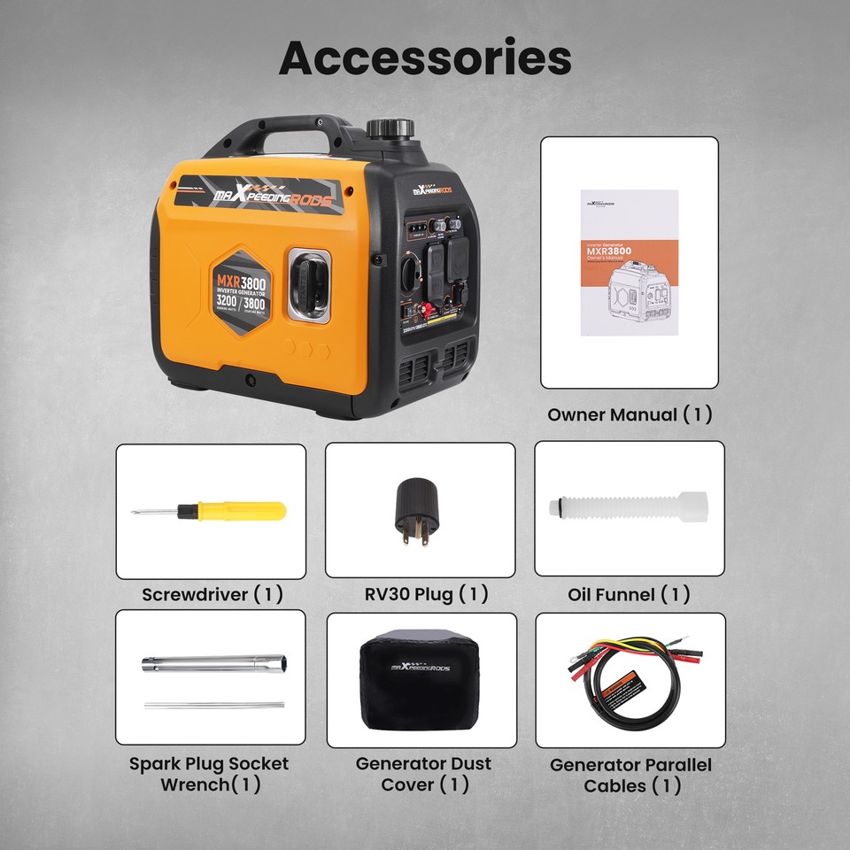 Gas Powered 3.8KW Portable Inverter Generator Super Quiet 58 dB Home ...