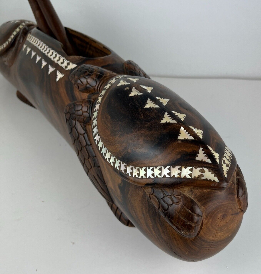 VTG Fiji Bula Wooden Carved Lali Drum 2 Sticks Mallets Turtle Carved ...