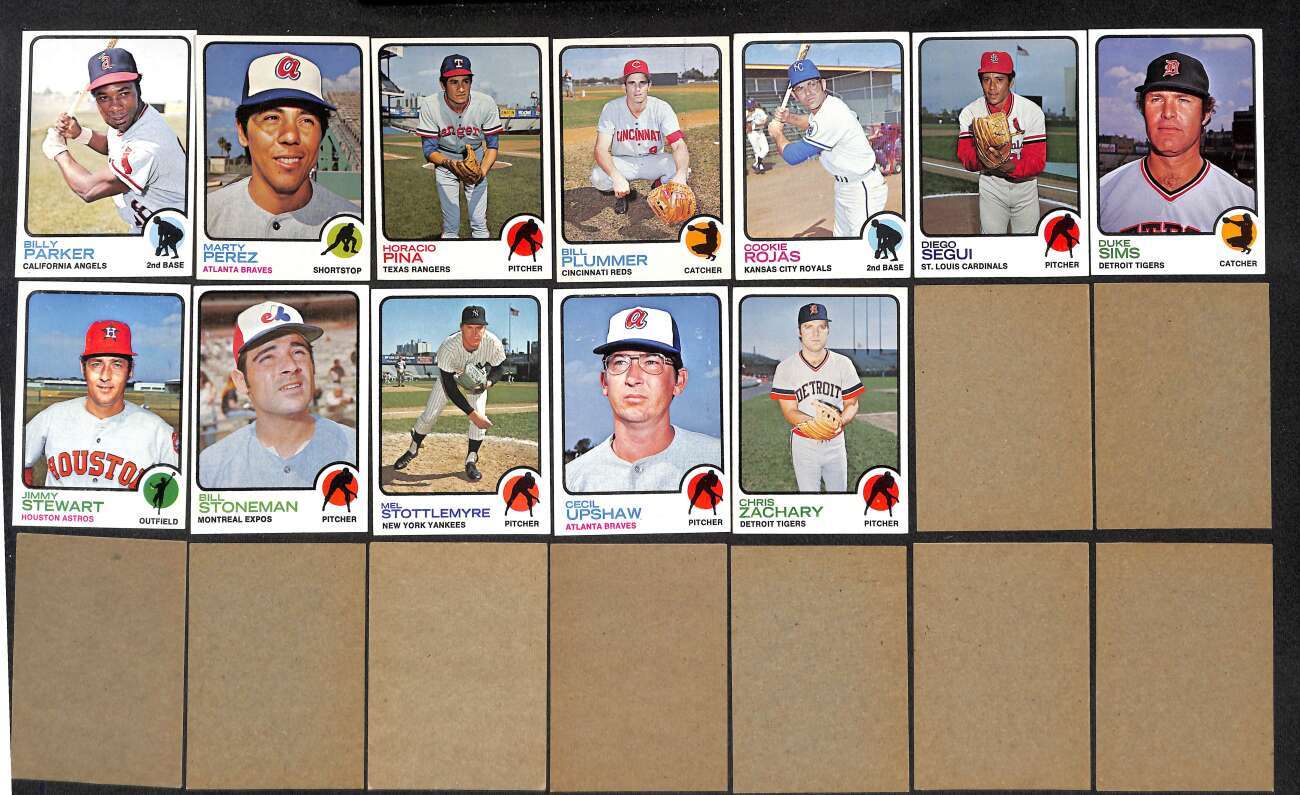 1973 Topps EX avg lot of 55 (54 different) blank back baseball cards ...