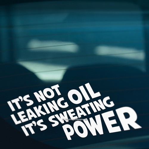 LEAKING OIL SWEATING POWER Funny Car,Van,Bumper JDM DUB PUG Vinyl Decal ...