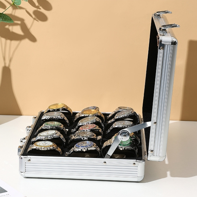 Aluminium Watch Box 24 Slots Watch Display Storage Case Lockable ...