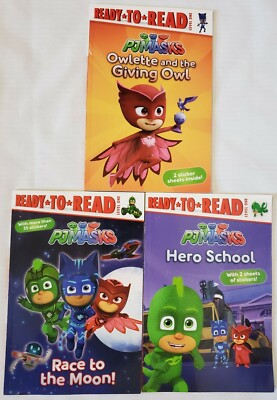 3 PJ Masks Books With Stickers Owlette and the Giving Owl, Race to the ...