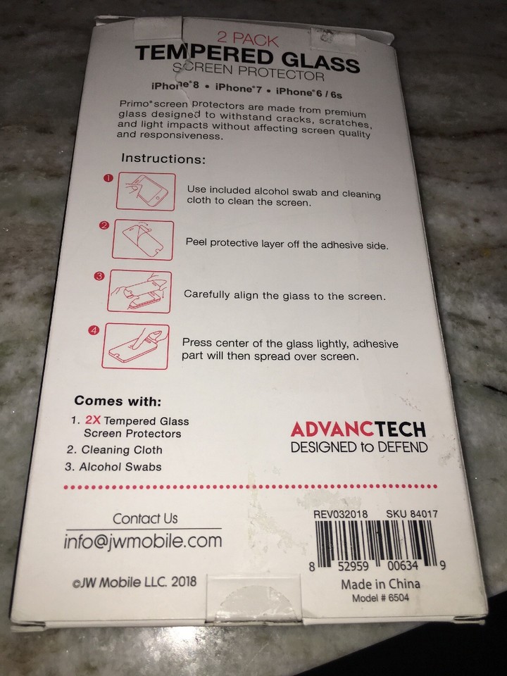 ONE PRIMO Tempered Glass Film Screen Protector Apple iPhone 6/ 6s/ 7/ 8 ...