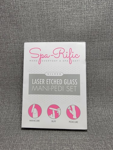 Spa-Rific Laser Etched Glass 2 - piece Mani-Pedi Set Silver. New ...