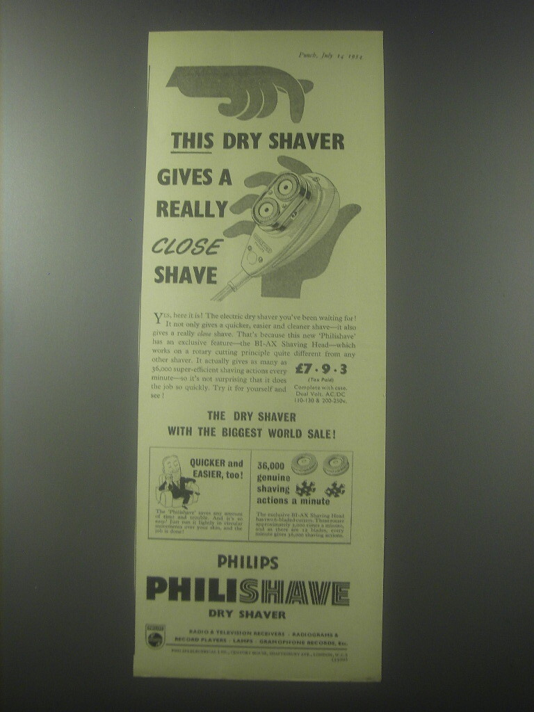 1954 Philips Philishave Dry Shaver Ad - gives a really close shave | eBay