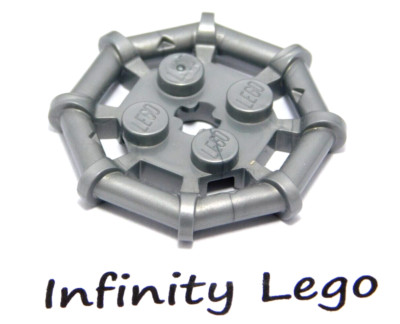 6 LEGO Flat Silver Wheel Plate 2x2 with Rod Frame Octagonal Bar (75937 ...