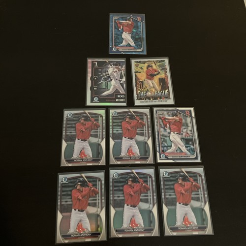 (9x) Bowman 2023-2025 Roman Anthony Sapphire/Refractor Lot Boston Red ...