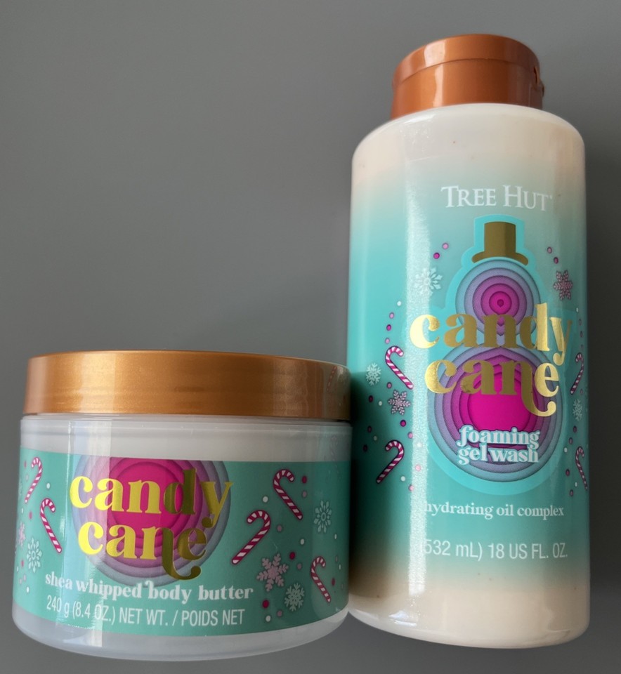 New 2 pc Tree Hut CANDY CANE Bundle, Shea Whipped Body Butter & Foaming ...
